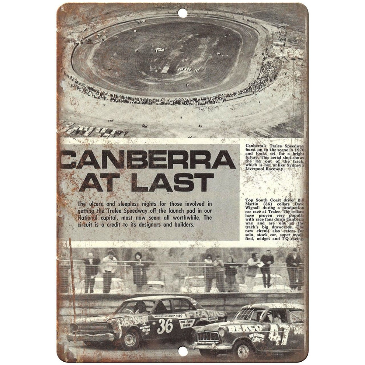 Tralee Speedway Canberra Car Races 9" x 12" Reproduction Metal Sign A5 ...
