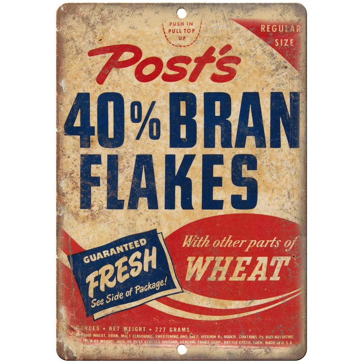 Post Bran Flakes Vintage Cereal Box Art 10" X 7" Reproduction Metal Si ...
