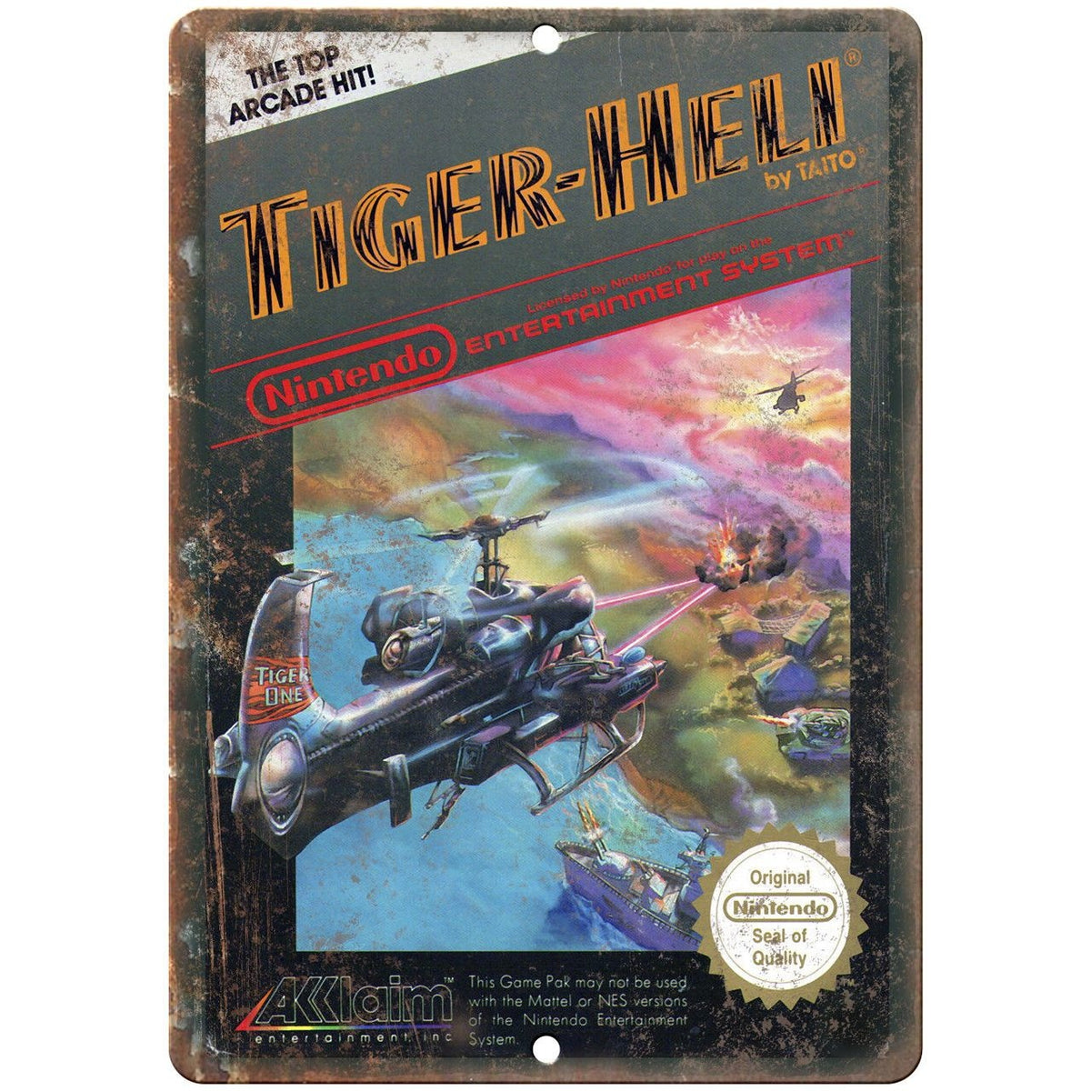 Nintendo Tiger-Heli Acclaim Arcade Game 9" x 12" Reproduction Metal Si ...
