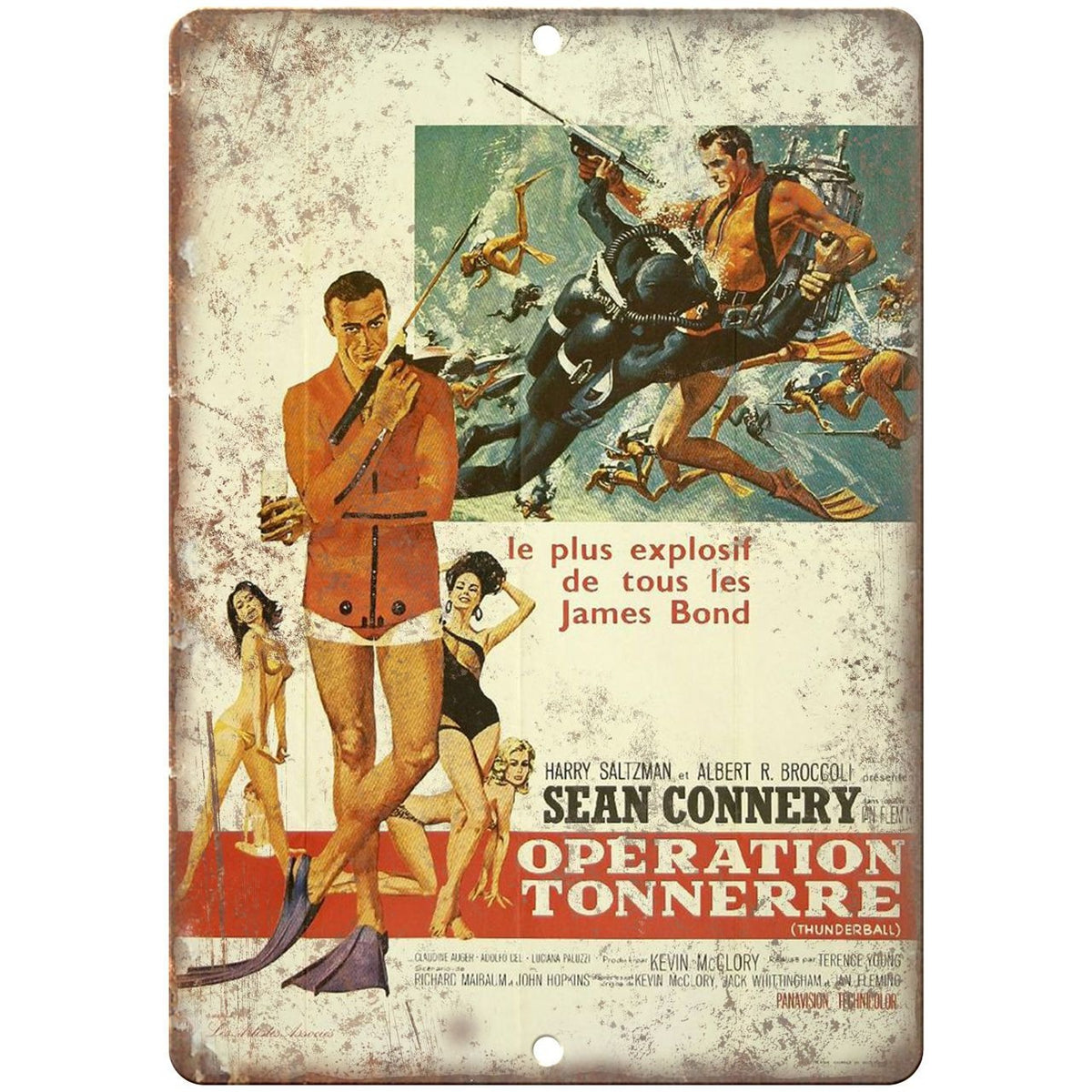 James Bond, 007, Operation Tonnerre, Sean Connery, 9" x 12" retro meta ...