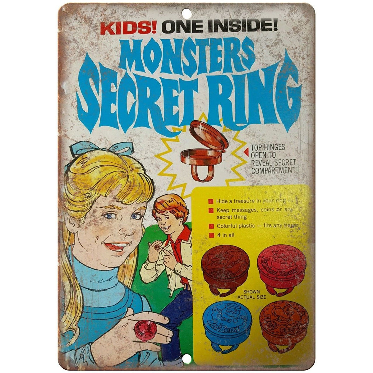 Monsters Secret Rink Lollipop Vintage Ad 9" x 12" Reproduction Metal S ...