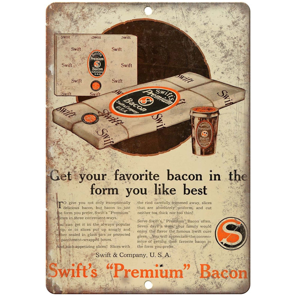 Swift's Premium Bacon Vintage Ad 9" x 12" Reproduction Metal Sign N316 ...