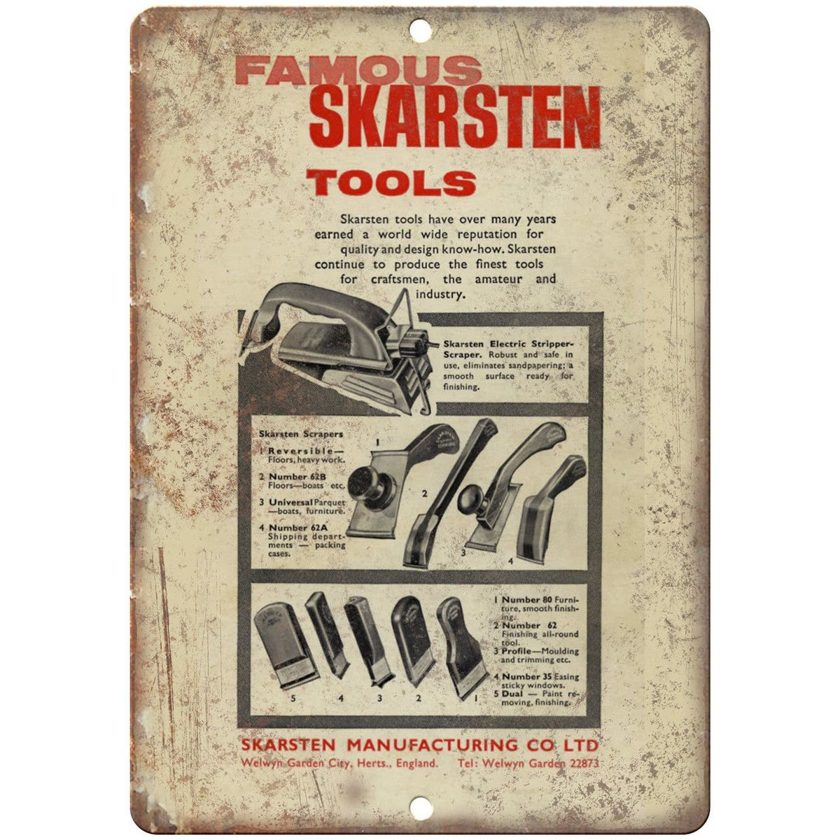 Skarsten Tools Electric Stripper-Scraper Ad - 9" x 12" Retro Look Meta ...