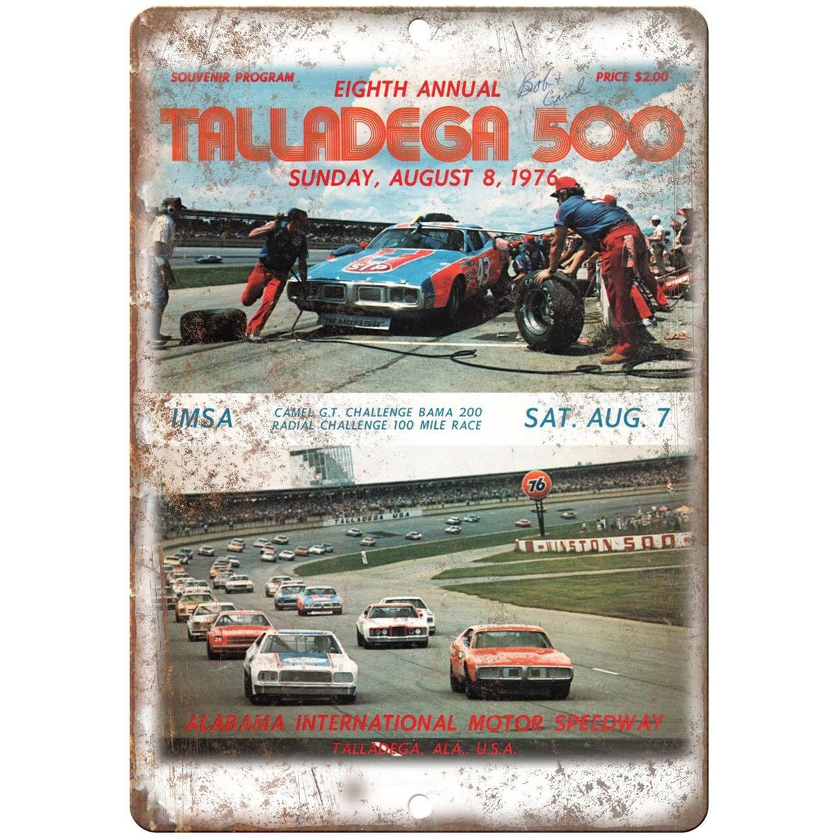 Talladega 500 Alabama Speedway 1976 9" x 12" Reproduction Metal Sign A ...