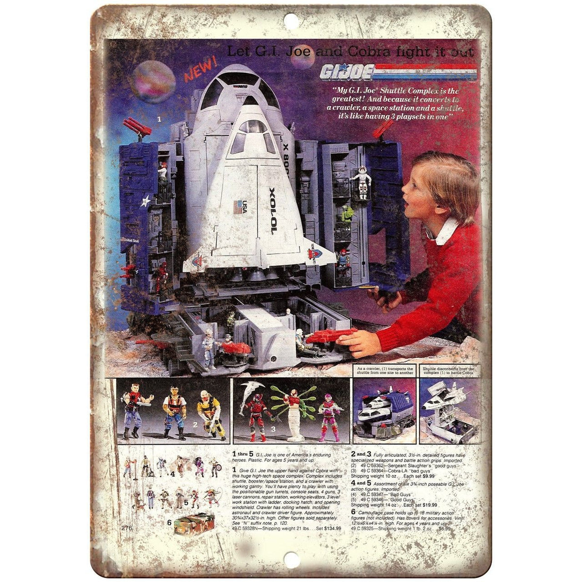 GI Joe Space Shuttle Vintage Toy Ad 10" X 7" Reproduction Metal Sign J ...