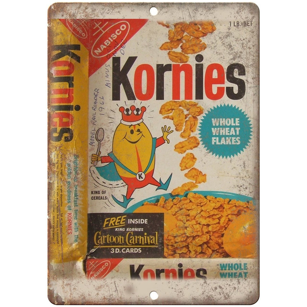 Kornies Whole Wheat Vintage Cereal Box Art 9" x 12" Reproduction Metal ...