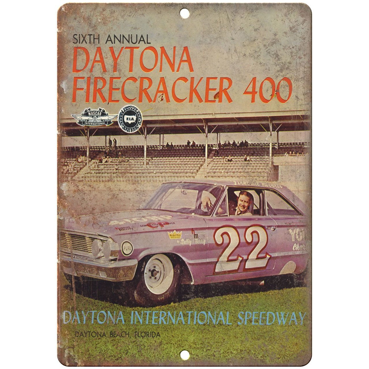 Daytona Firecracker 400, stock car races, drag races 9" x 12" Retro Me ...