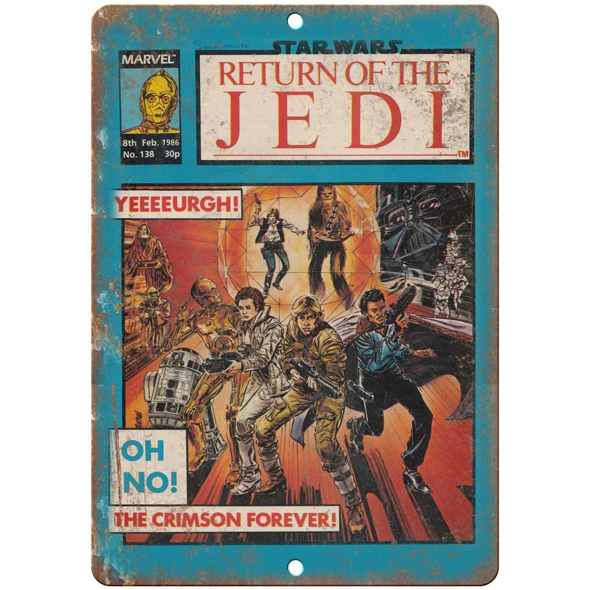 Crimson Forever Return of The Jedi Comic 9" x 12" Reproduction Metal S ...