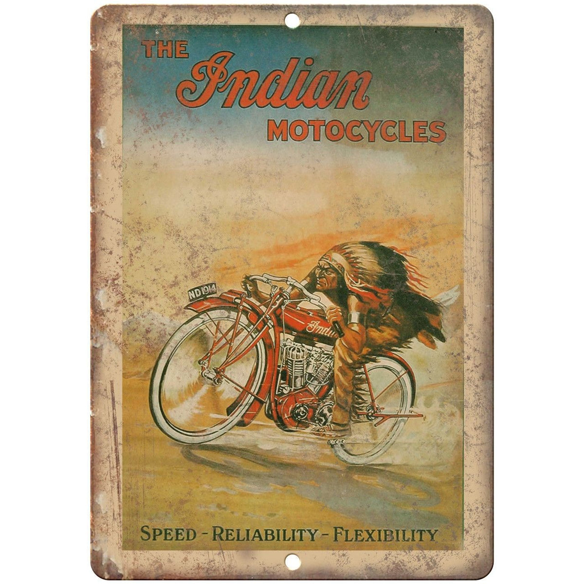 The Indian Motocycle Vintage Print Ad RARE 9" x 12" Reproduction Metal ...