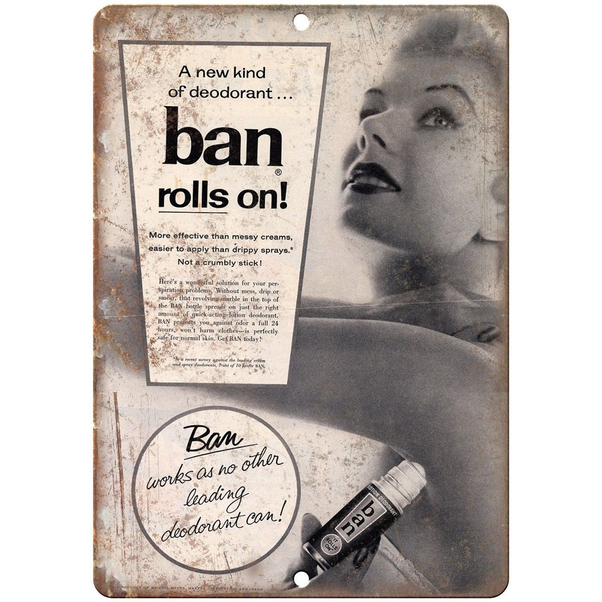 Ban Roll On Deodorant Vintage Ad 9" x 12" Reproduction Metal Sign ZF14 ...