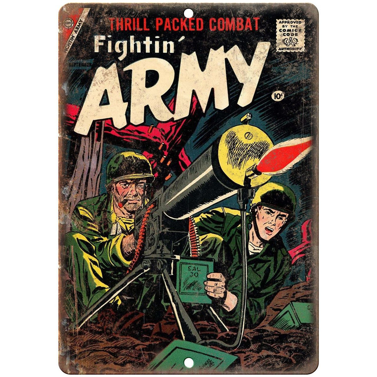 Fightin' Army September Comic Book Cover 9" x 12" Reproduction Metal S ...