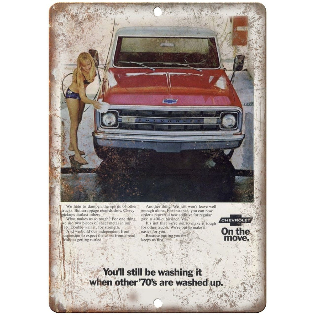 1970s Chevy Pickup Truck Advertisment 9" x 12" Reproduction Metal Sign ...
