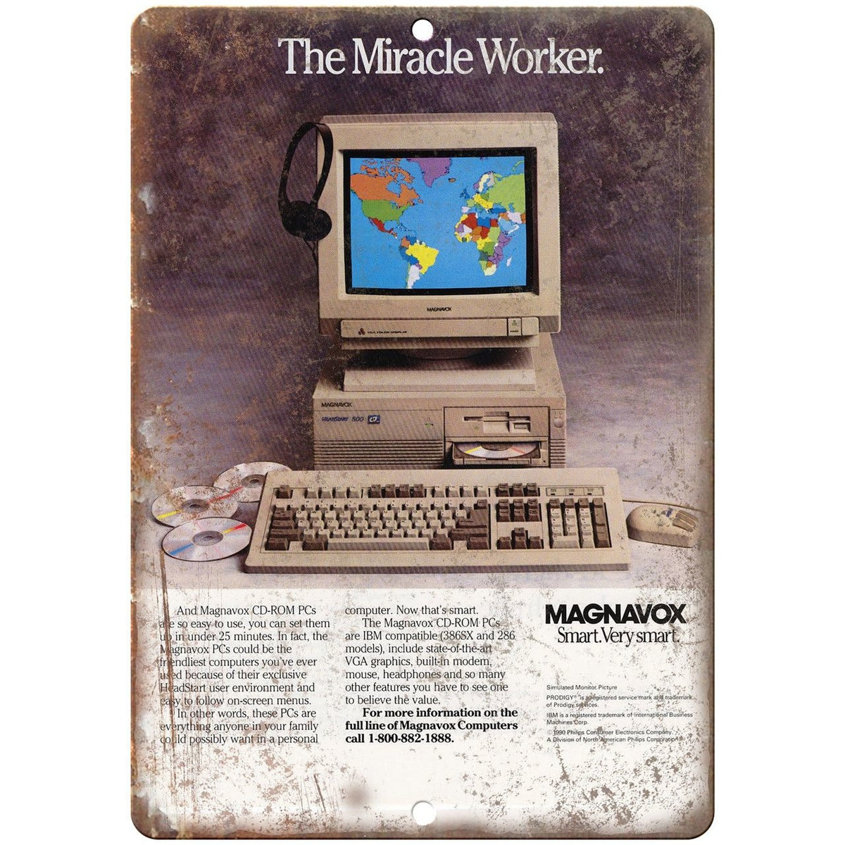 Magnavox Cd-Rom PC Computer Vintage Ad 9" x 12" Reproduction Metal Sig ...