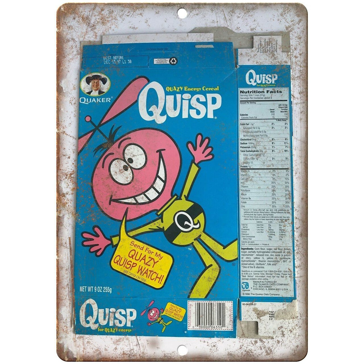 Vintage Quisp Cereal Box Art 9" x 12" Reproduction Metal Sign N385 ...