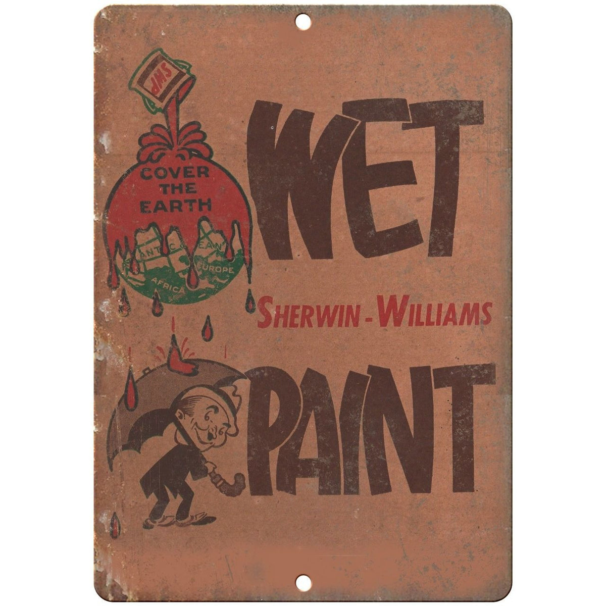 Porcelain Look Sherwin Williams Wet Paint 9" x 12" Retro Look Metal Si ...