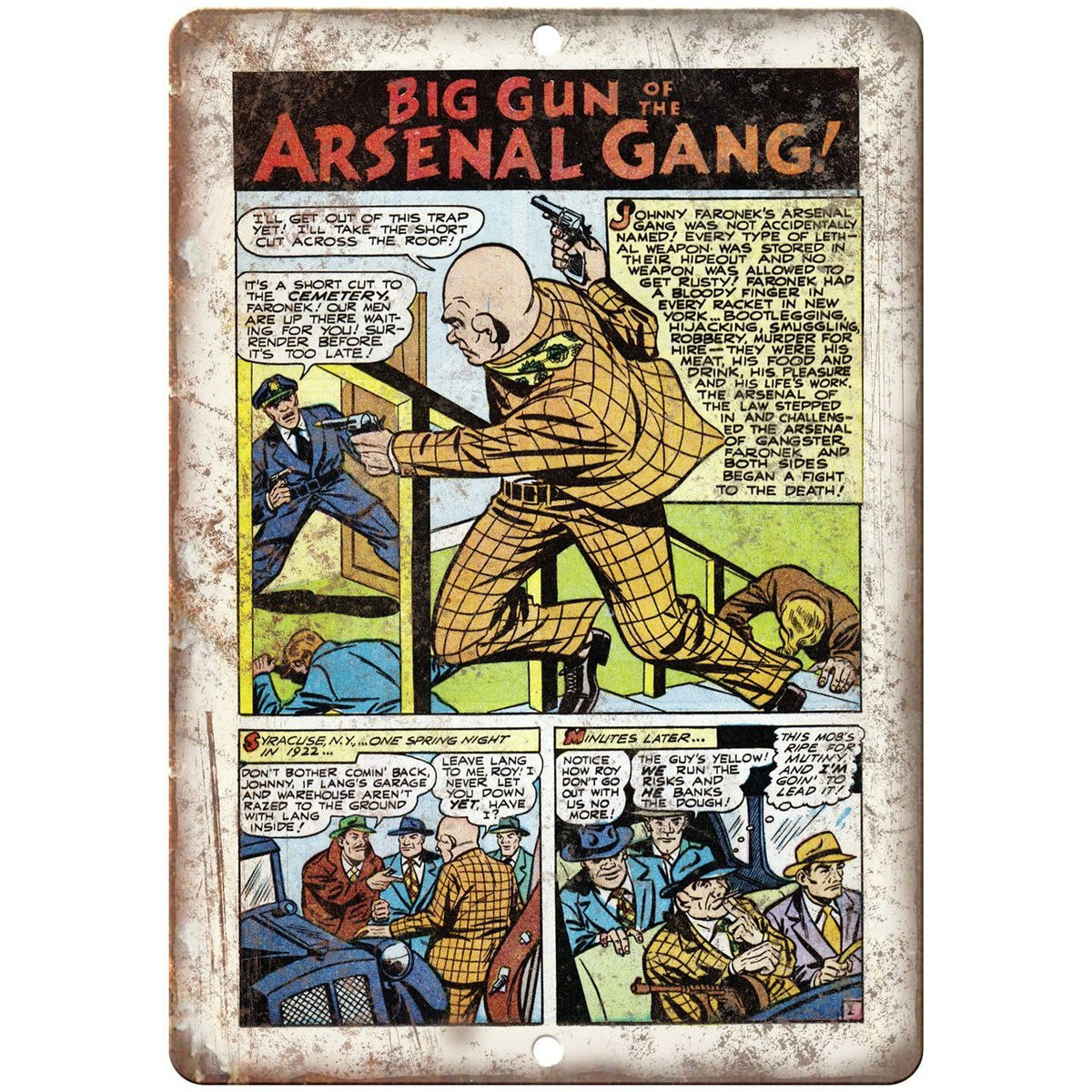 Ace Comics Big Gun of the Arsenal Gang 9" x 12" Reproduction Metal Sig ...