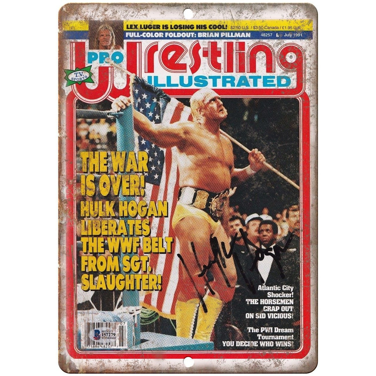 Pro Wrestling Illustrated Hulk Hogan Cover 9" x 12" Reproduction Metal ...