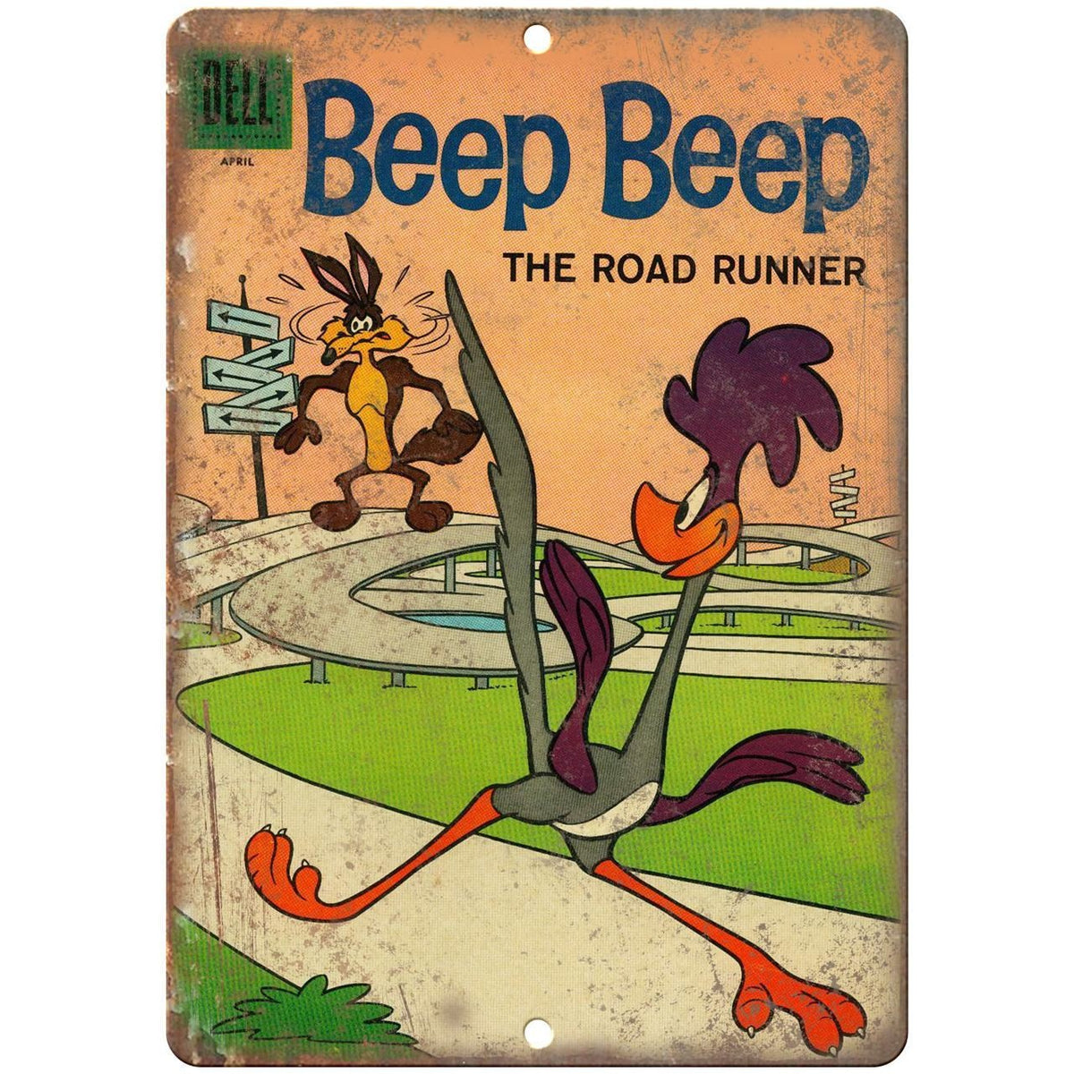 Dell Comics The Road Runner Vintage Art 9" x 12" Reproduction Metal Si ...