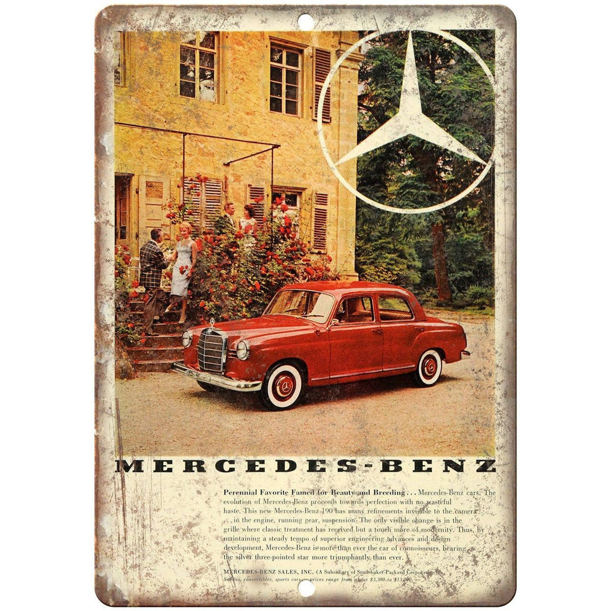 Mercedes Benz 190 Automobile Ad 9" x 12" Reproduction Metal Sign A281 ...