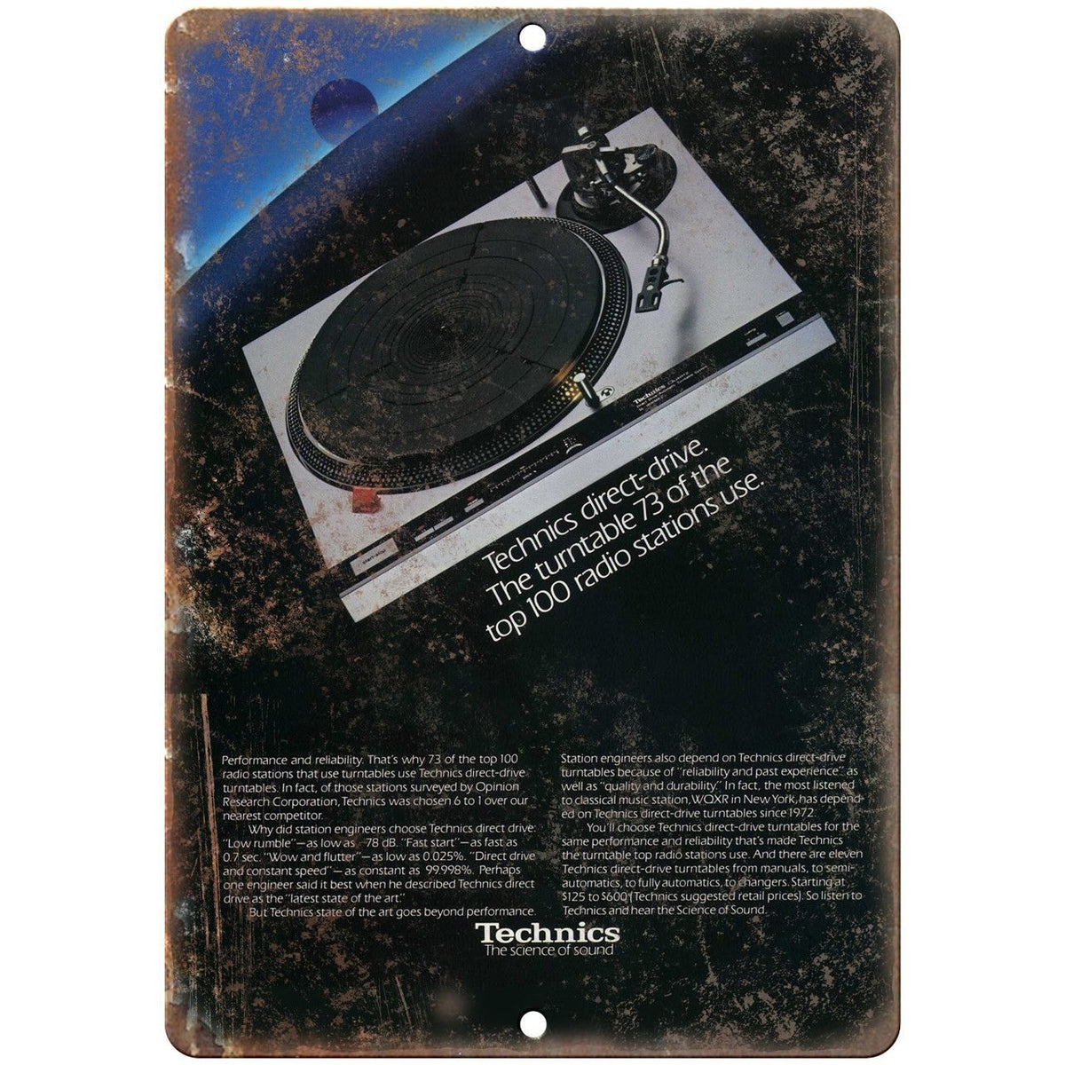 Technics direct-drive Turntable Vintage Ad 9" x 12" Reproduction Metal ...