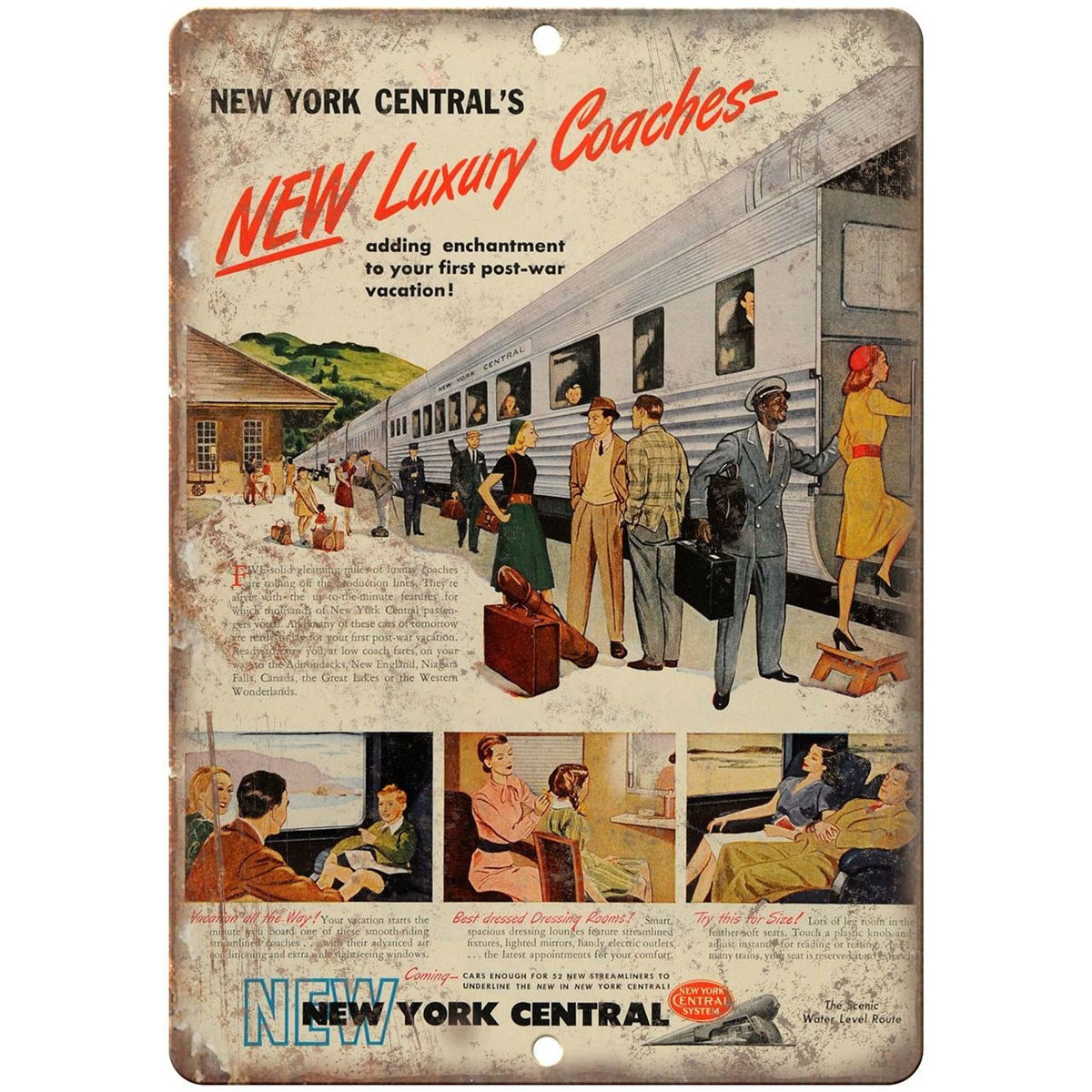 New York Central Railroad Luxury Coaches 9" x 12" reproduction metal s ...