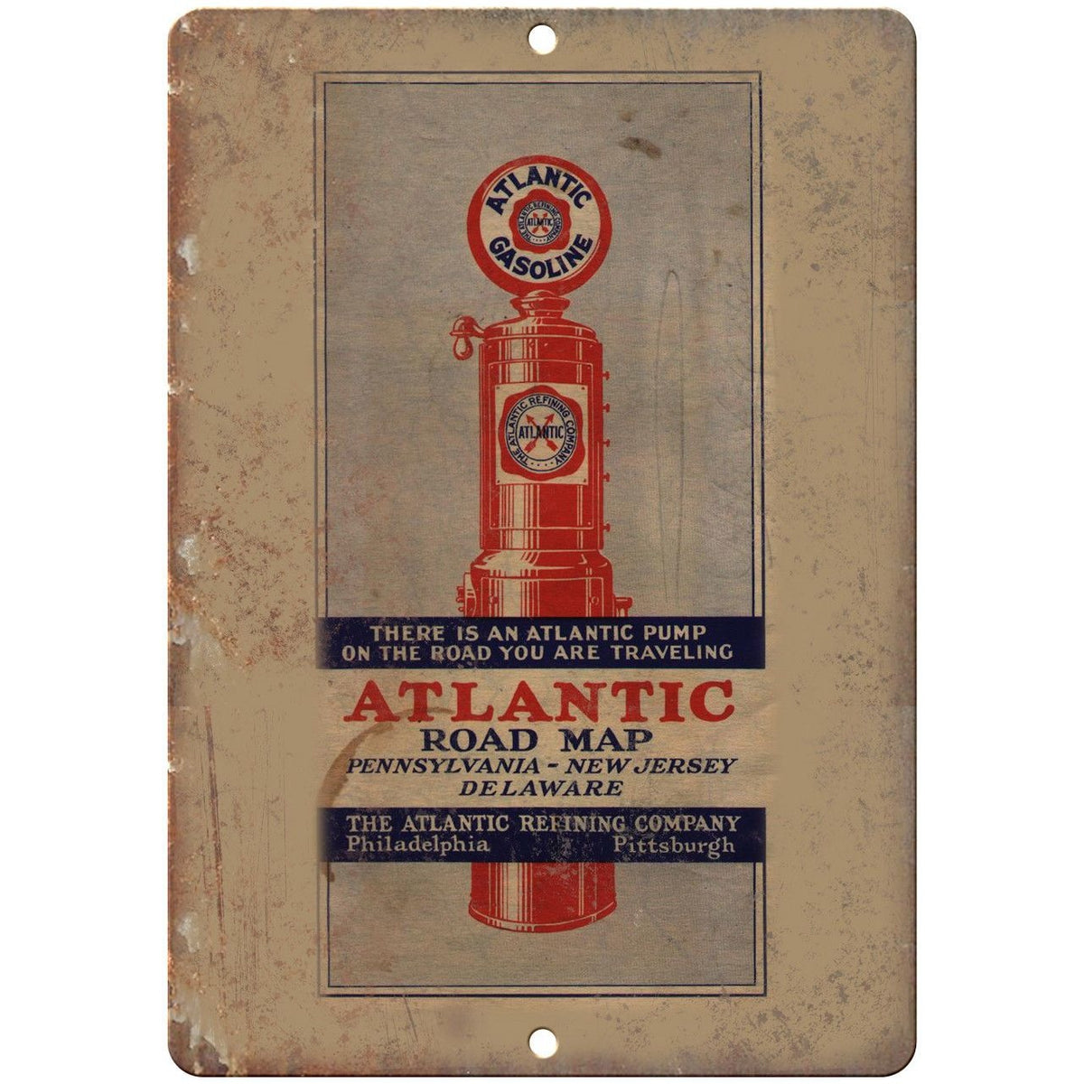 Atlantic Refining Company Oil Pittsburgh Map 10"x7" Reproduction Metal ...