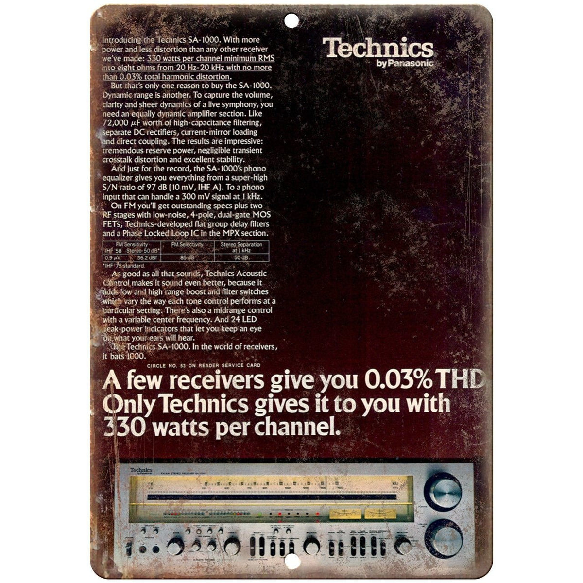 Technics Stereo Receivers Vintage Ad 9" x 12" Reproduction Metal Sign ...