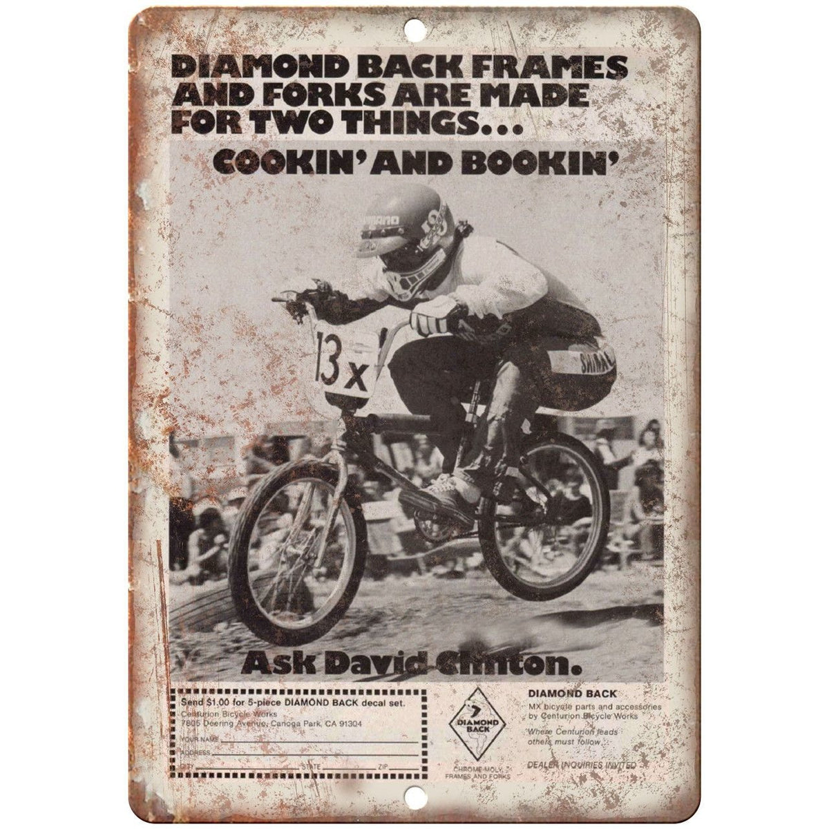 Diamond Back Frames Vintage BMX Ad 9" x 12" Reproduction Metal Sign B0 ...