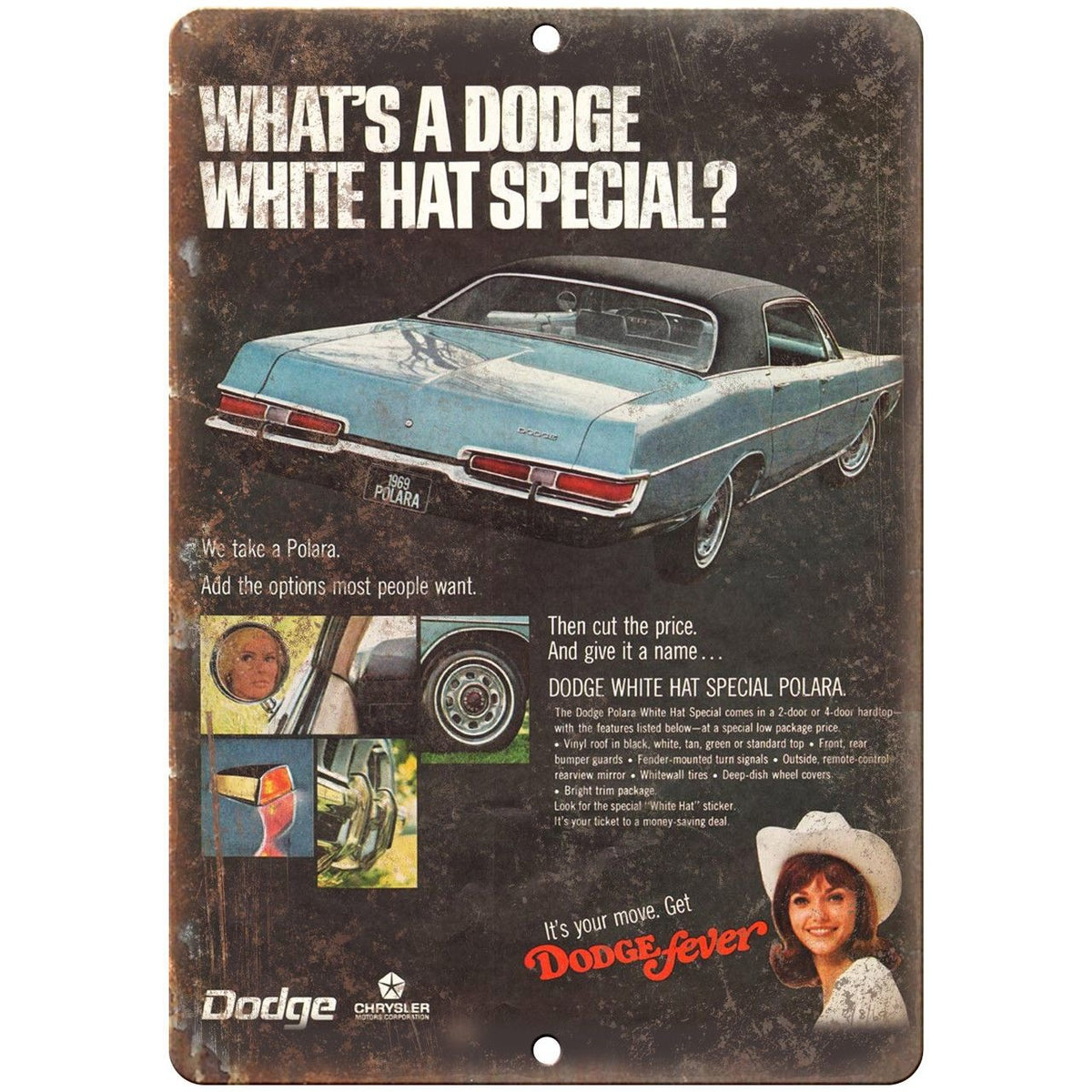 Dodge Fever 1969 Polara Vintage Auto Ad 9" x 12" Reproduction Metal Si ...