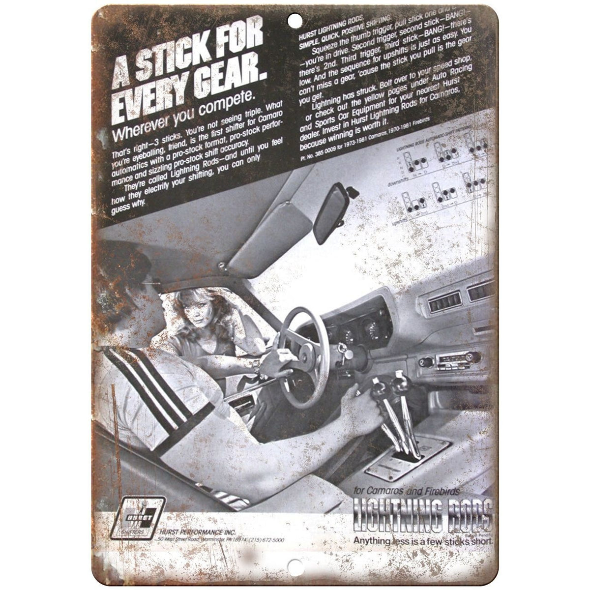 Hurst Performance - Lightning Rod Shifter - 9" x 12" Retro Look Metal ...