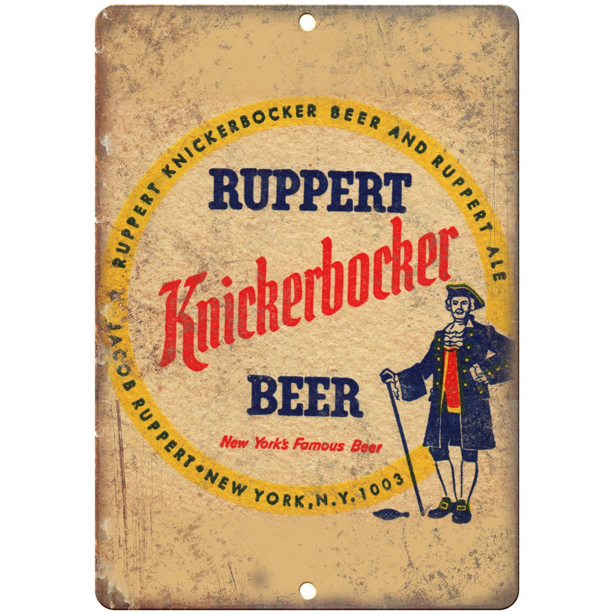 Ruppert Knickerbocker Beer Vintage Ad 9" x 12" Reproduction Metal Sign ...