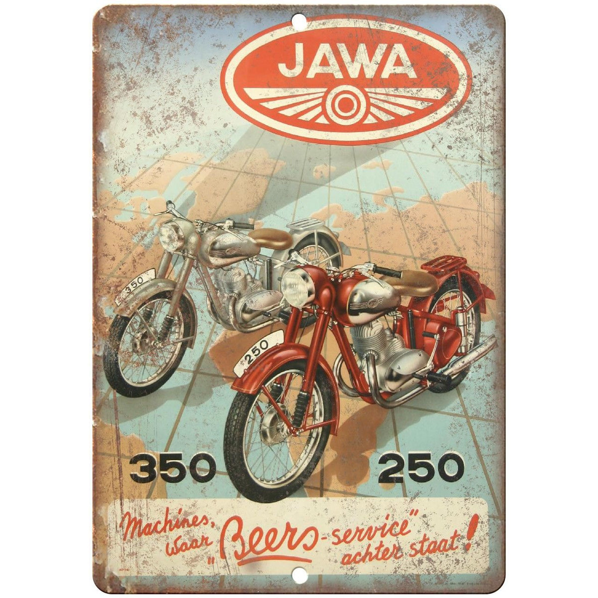 Jawa Vintage Motorcycle Poster RARE 9" x 12" Reproduction Metal Sign F ...