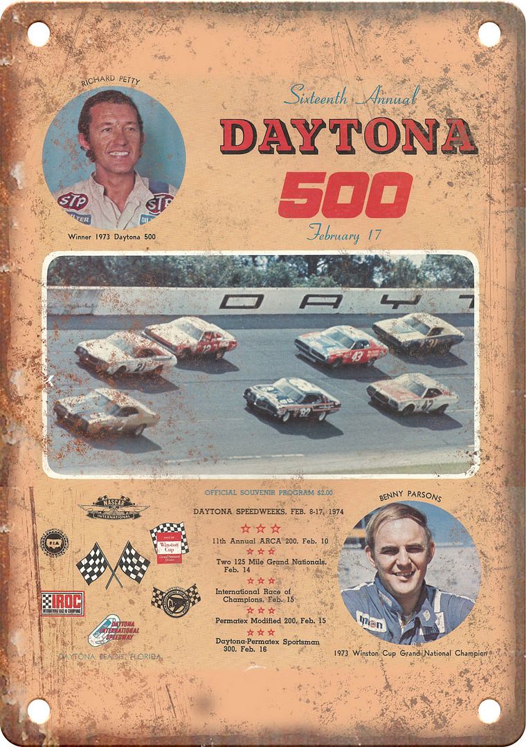Daytona 500 Vintage Racing Program Reproduction Metal Sign | Rusty ...