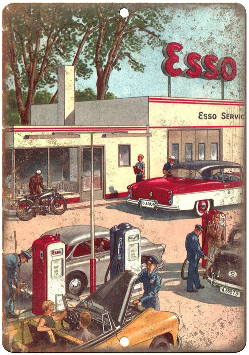 ESSO Gasoline Service Station Map Cover Metal Sign | Rusty Walls ...