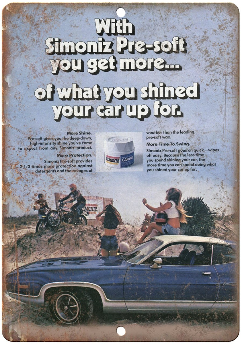 Simoniz Car Wax Vintage Ad Metal Sign | Rusty Walls – Rusty Walls Sign Shop