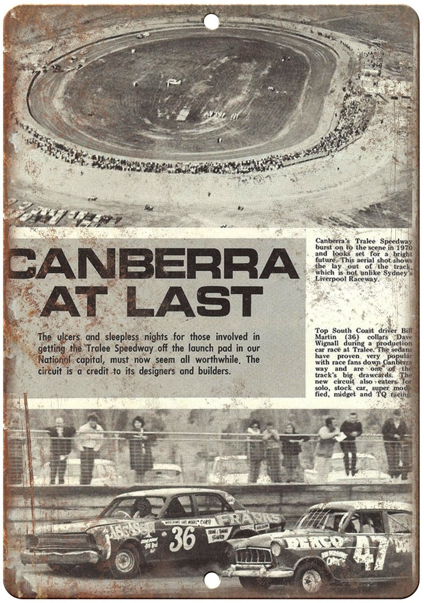 Tralee Speedway Canberra Car Races Metal Sign | Rusty Walls – Rusty ...