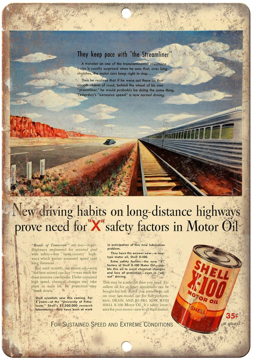 Shell X-100 Motor Oil Metal Sign | Rusty Walls – Rusty Walls Sign Shop