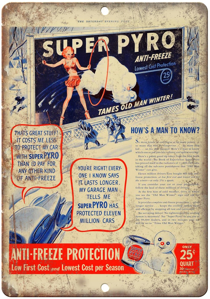 Super Pyro Anti Freeze Metal Sign | Rusty Walls – Rusty Walls Sign Shop