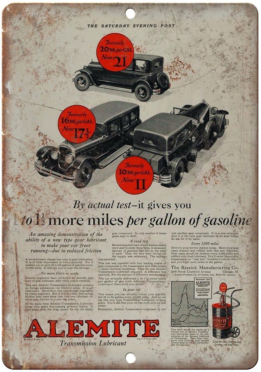 Alemite Transmission Lubricant Motor Oil Metal Sign | Rusty Walls ...