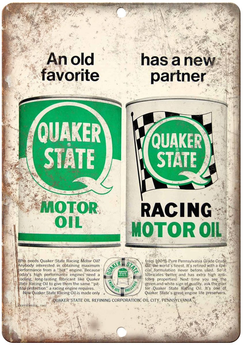 Quaker State Racing Motor Oil Metal Sign | Rusty Walls – Rusty Walls ...