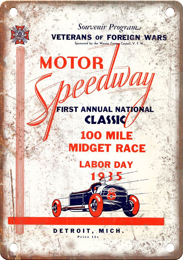 100 Mile Midget Race Motor Speedway Reproduction Metal Sign | Rusty ...