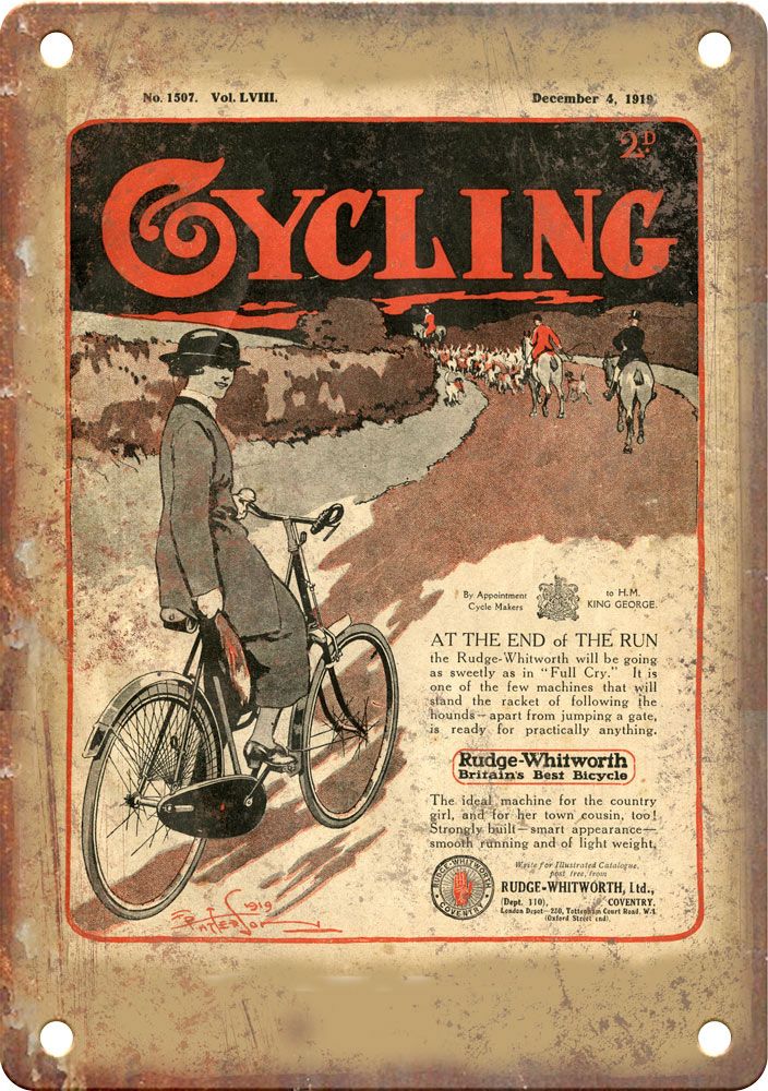 Vintage European Cycling Rudge Whitworth Reproduction Metal Sign ...