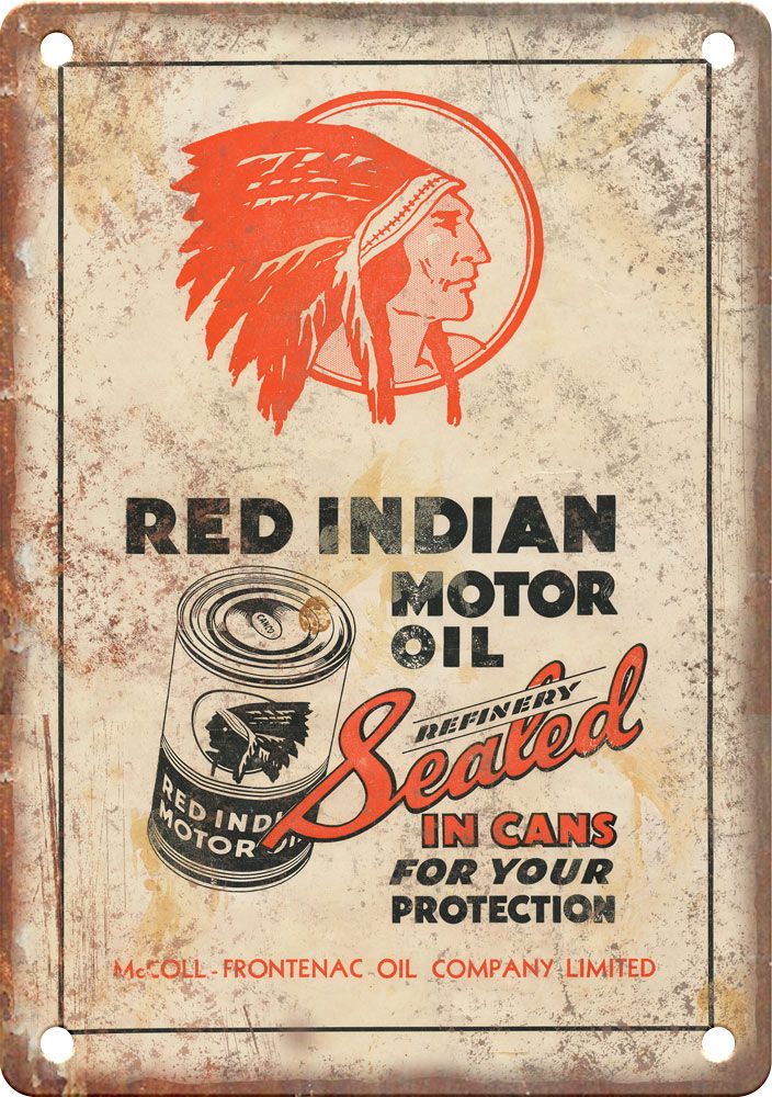 Red Indian Oil Sign VINTAGE RED INDIAN MOTOR OILS PORCELAIN DEALERSHIP