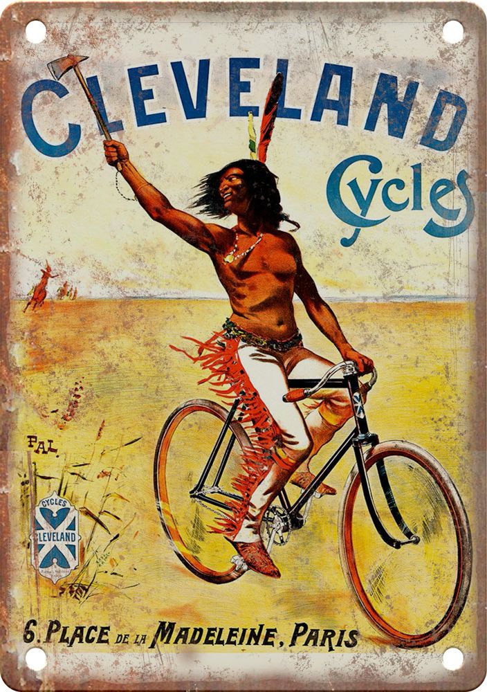 Vintage Cleveland Cycles Cycling Poster Reproduction Metal Sign | Rusty ...