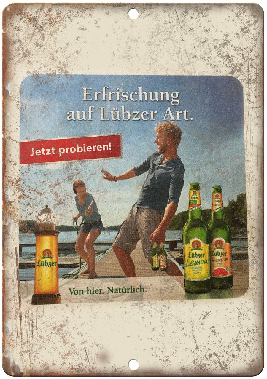Lubzer Beer Vintage Ad Metal Sign | Rusty Walls – Rusty Walls Sign Shop