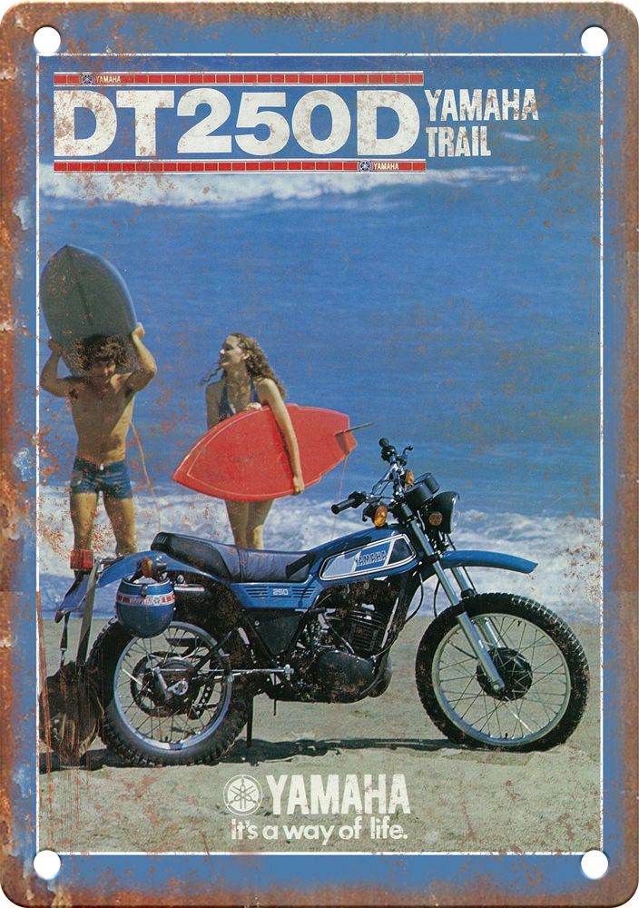 Vintage Yamaha Motorcycle Ad Reproduction Metal Sign | Rusty Walls ...