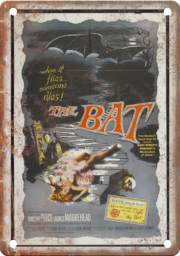 Vincent Price The Bat Movie Poster Reproduction MetalSign | Rusty Walls ...