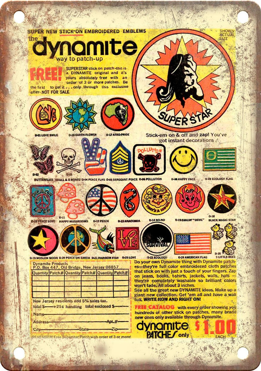 Dynamite Patches Vintage Comic Book Ad Metal Sign | Rusty Walls – Rusty ...