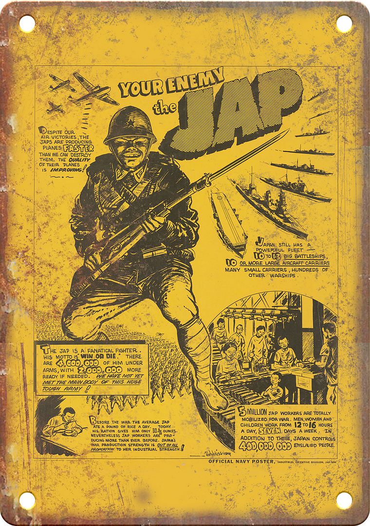 Japan Enemy WWII Propaganda Poster Reproduction Metal Sign | Rusty ...