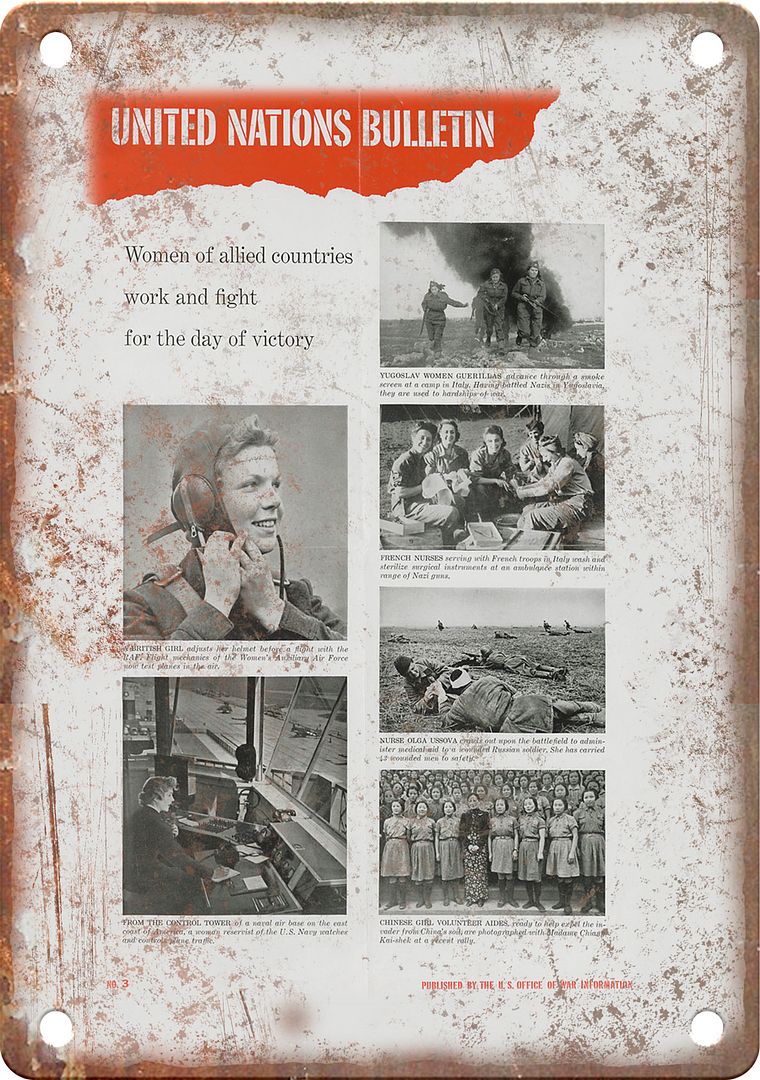 United Nations WWII Propaganda Poster Reproduction Metal Sign | Rusty ...